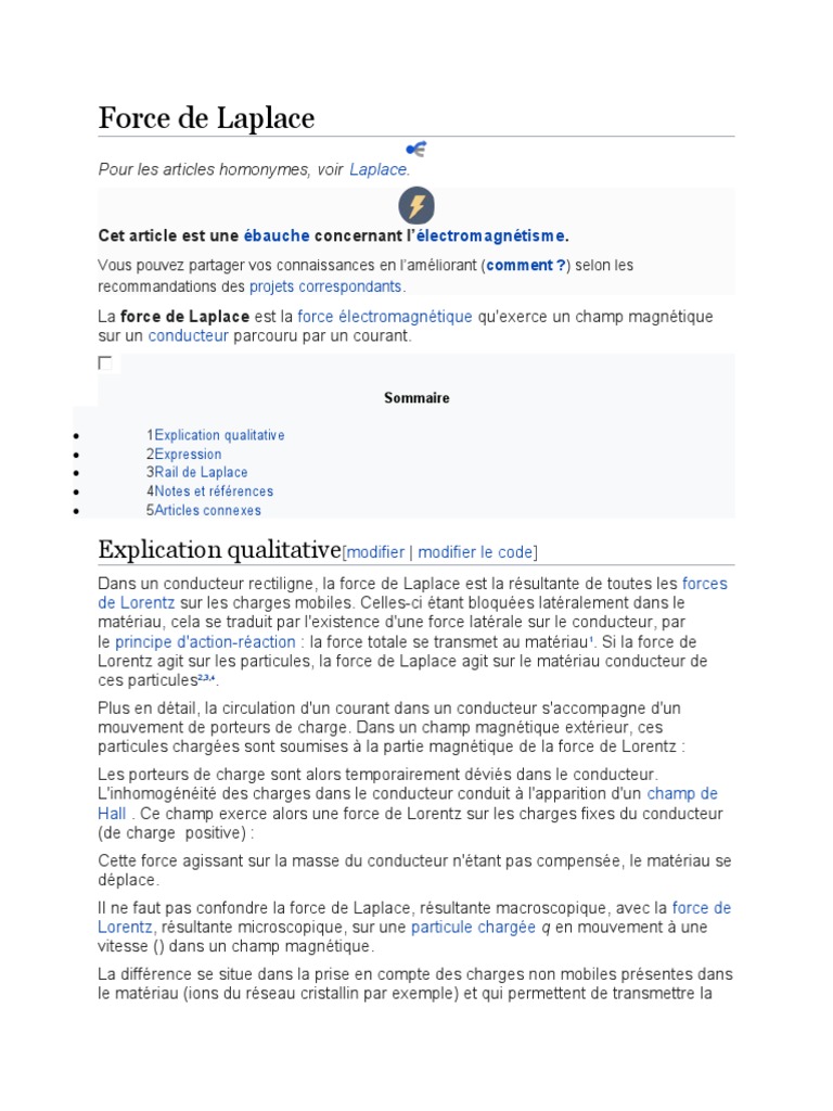 Force de Laplace Mod | Download Free PDF | Champ magnétique | Obliger