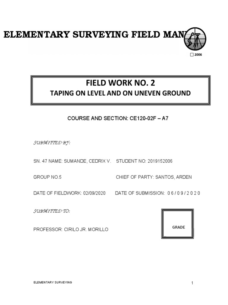 Elementary Surveying Field Manual: Taping On Level and On Uneven Ground | PDF | Surveying ...