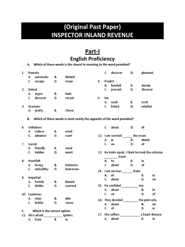 Inspector Inland Revenue Exam Paper | PDF | Taxes | Invoice