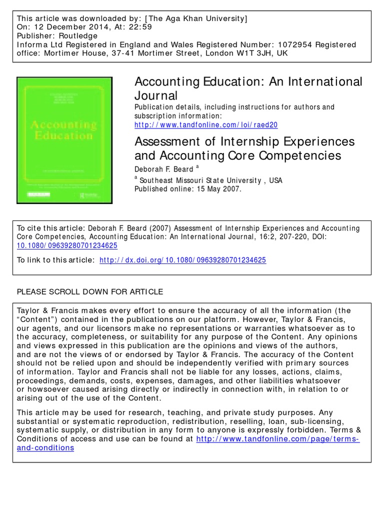 Assessment of Internship Experiences and Accounting Core Competencies ...
