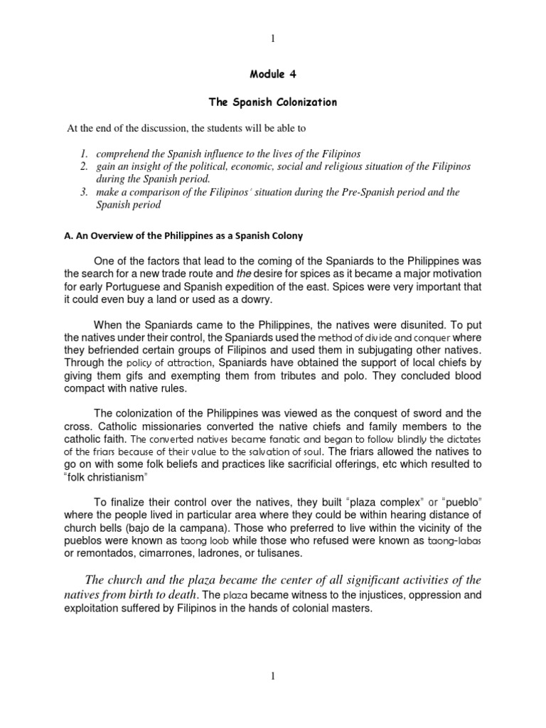 Module 4 - Spanish Period Overview | PDF | Philippines