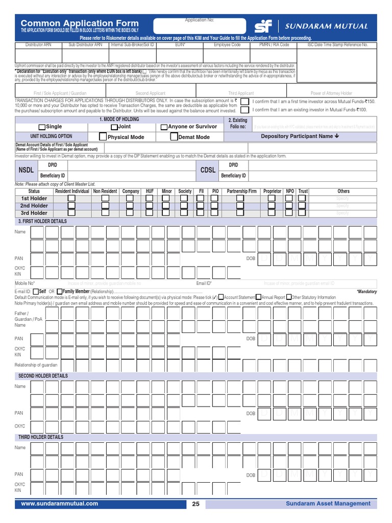 Common Application Form KFin Ver 17 Web | PDF | Dividend | Taxes