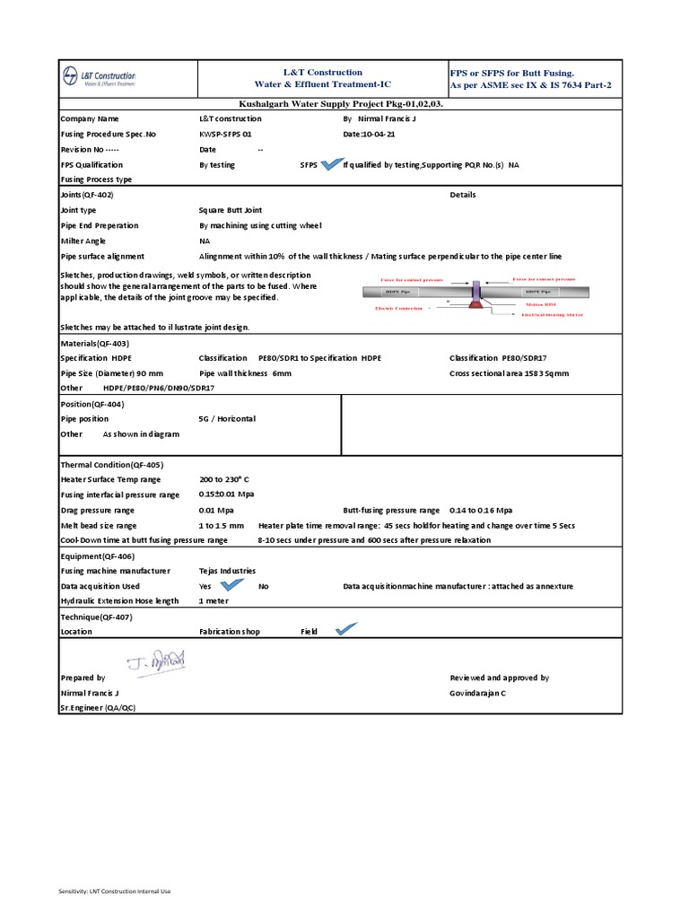 SFPS For HDPE 90 MM | PDF | Pipe (Fluid Conveyance) | Building Engineering