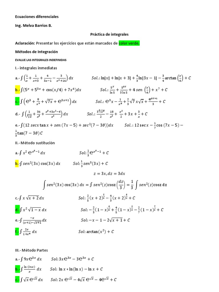 Practica de Integrales | PDF