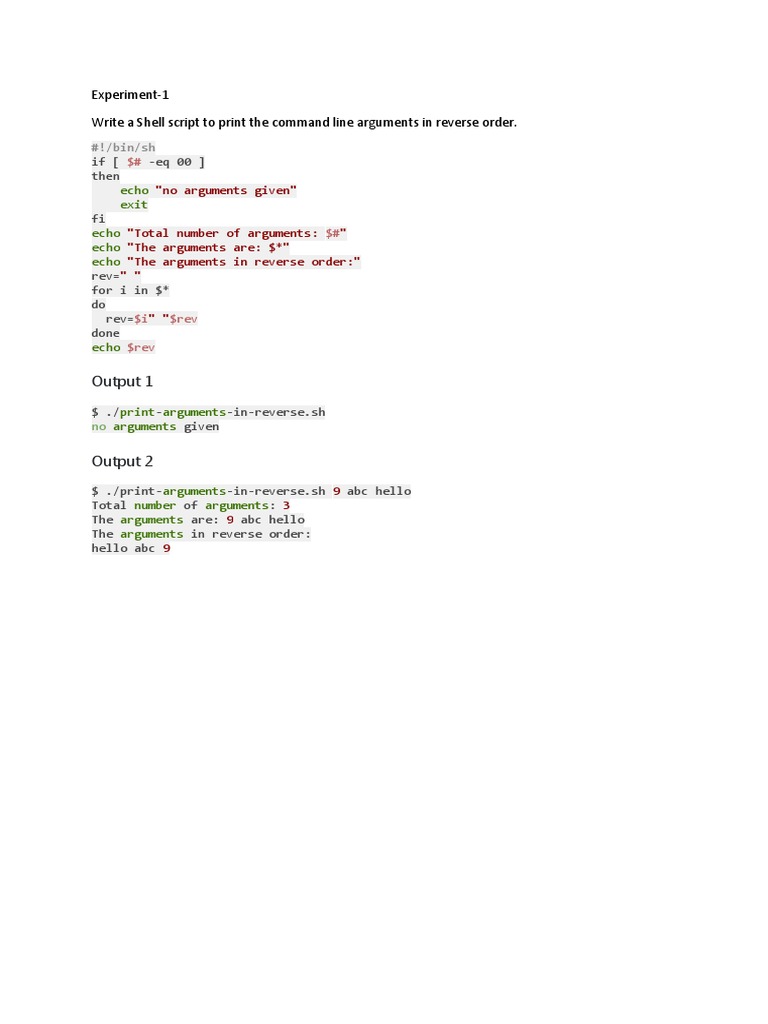 Experiment-1 Write A Shell Script To Print The Command Line Arguments ...