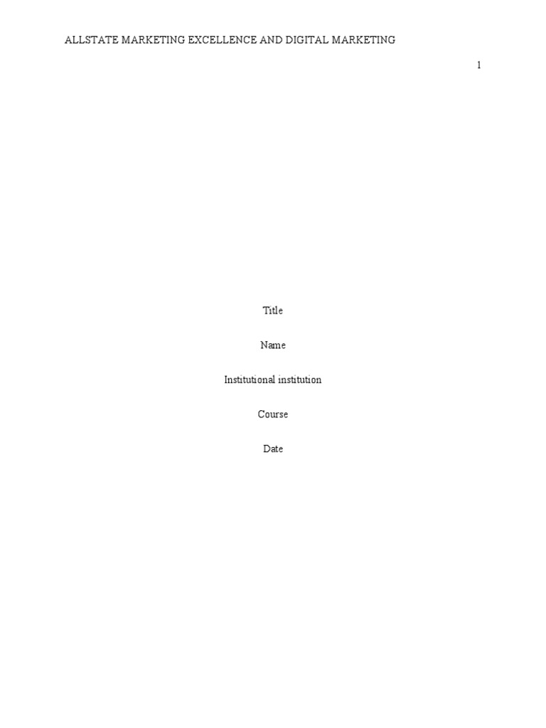 Allstate Marketing Excellence and Digital Marketing 1 | PDF | Digital ...