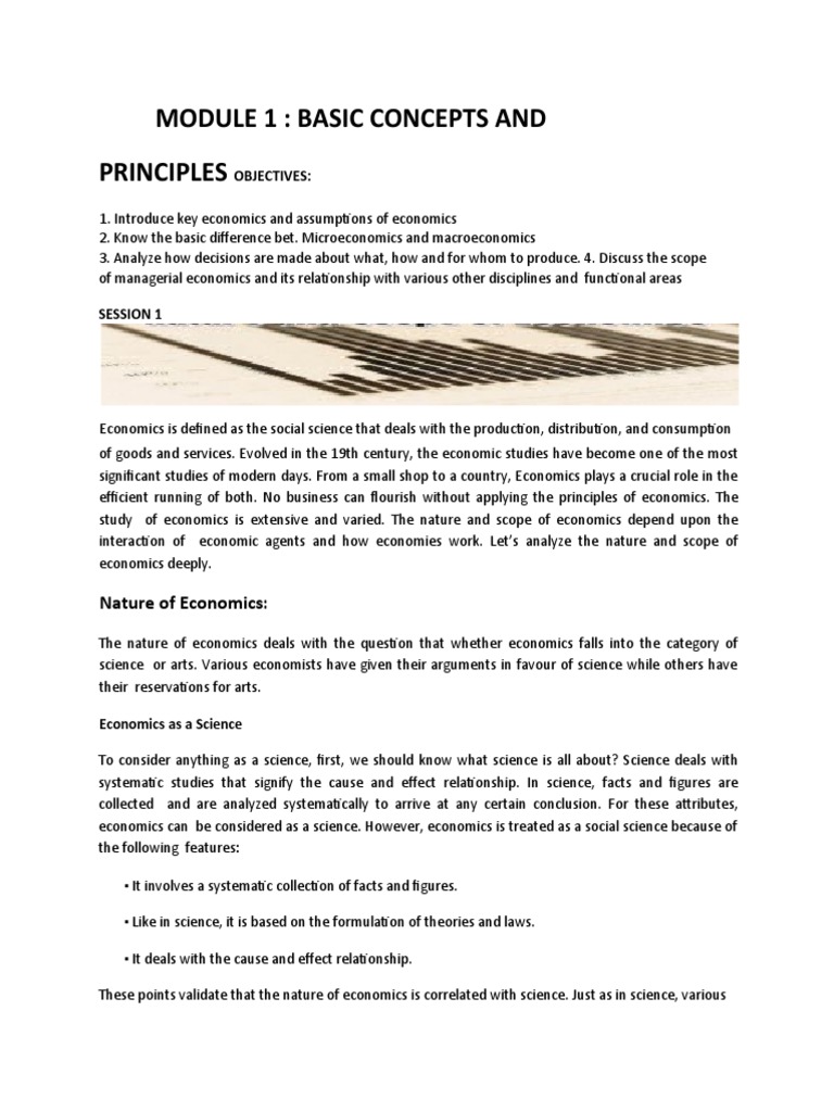Module 1: Basic Concepts and Principles: Nature of Economics | PDF ...