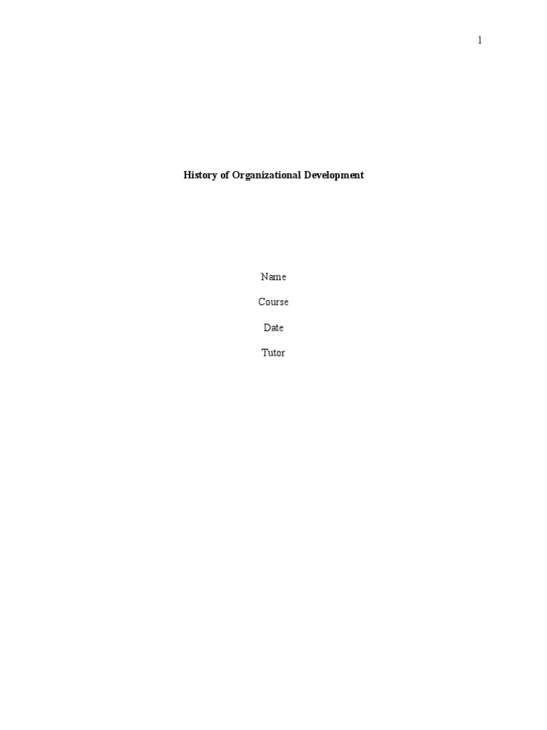 History of Organizational Development | PDF | Organization Development ...