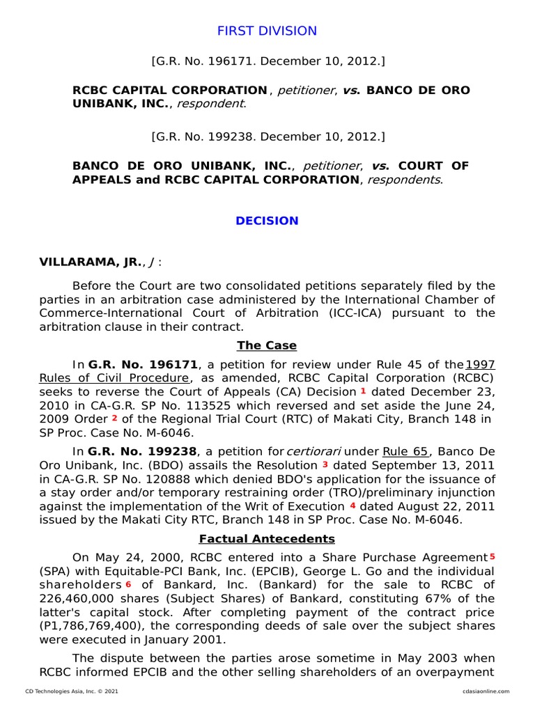 RCBC Capital Corp. v. Banco de Oro Unibank20210503-13-Rdxi8c | PDF ...