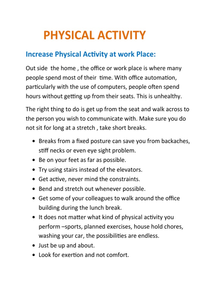 Boost Workplace Physical Activity Tips | PDF | Lifestyle