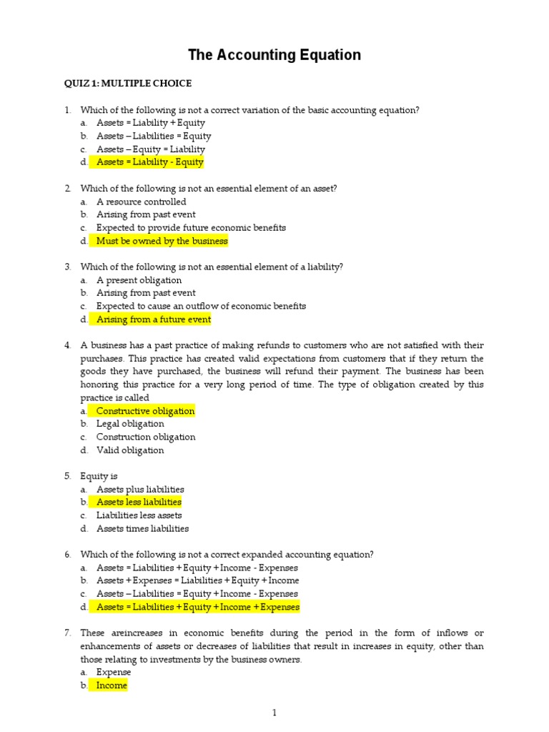 ACCCOUNTING EQUATION With Answers by AlagangWency | PDF | Expense | Equity (Finance)