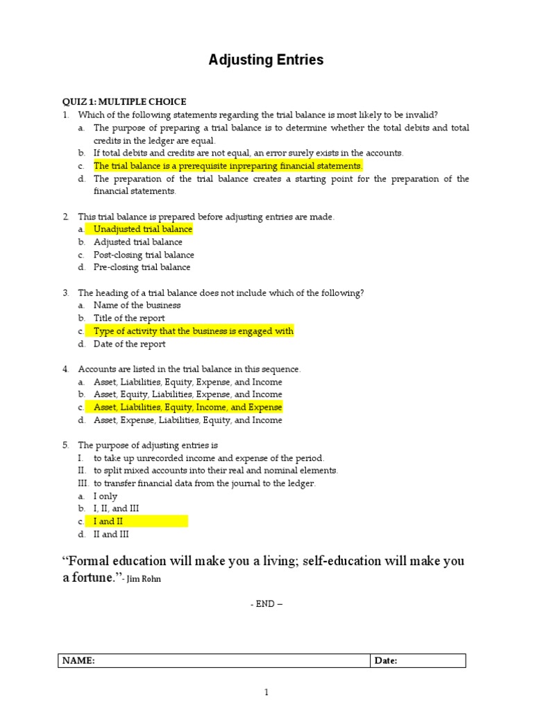 ADJUSTING ENTRIES With Answers by AlagangWency | Download Free PDF ...