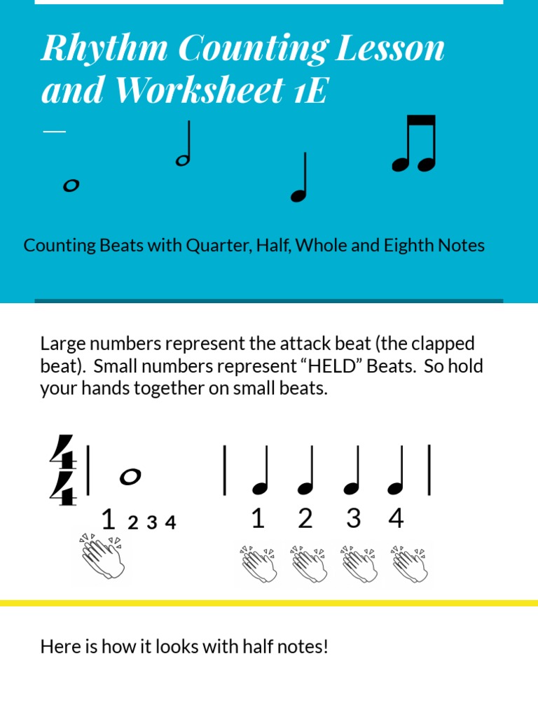 Rhythm Counting Lesson For Worksheet 1E | PDF