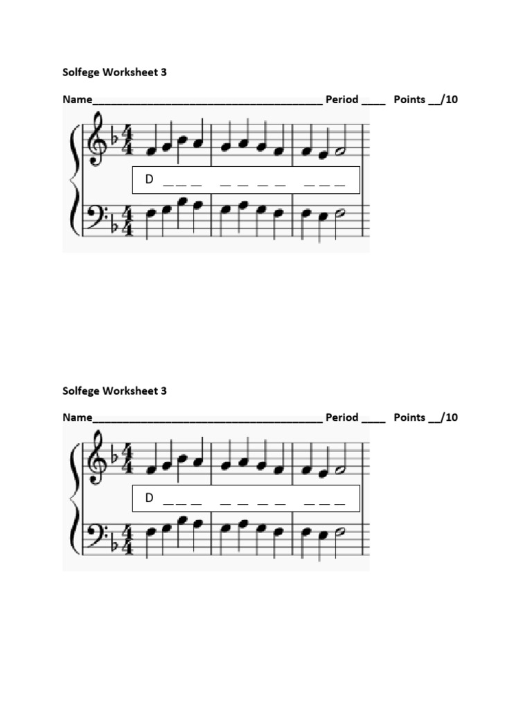 Solfege Worksheet 3 | PDF
