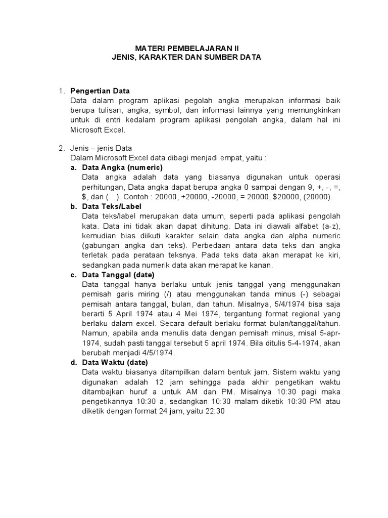 Materi Ke II Spreadsheet | PDF | Komputer