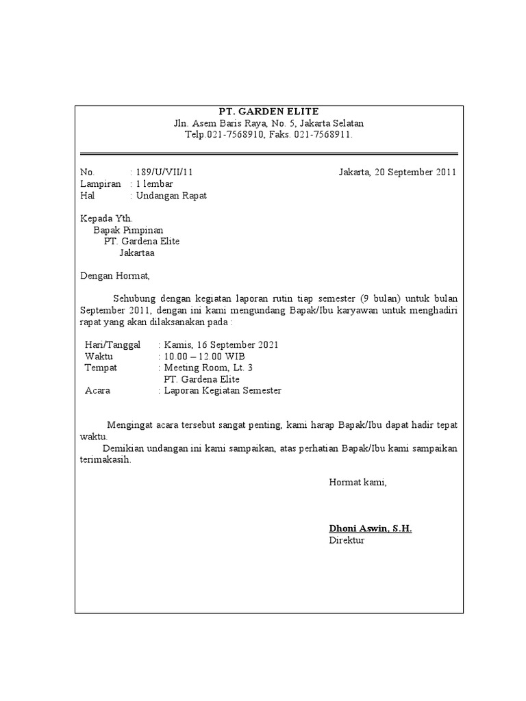 Surat Bentuk Lekuk Indented Style PT GAR | PDF