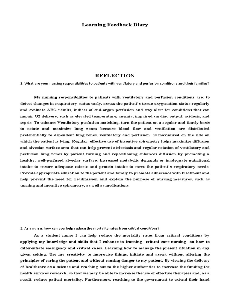 Learning Feedback Diary | PDF | Health Care | Perfusion