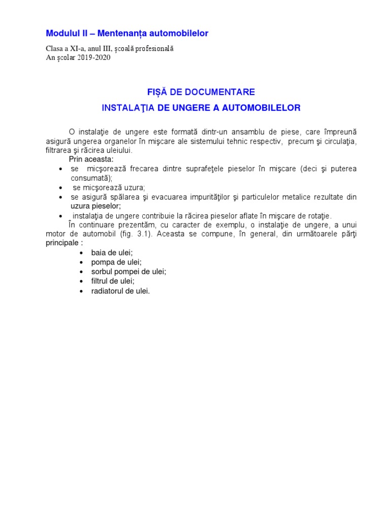 Instalatii de Ungere | PDF
