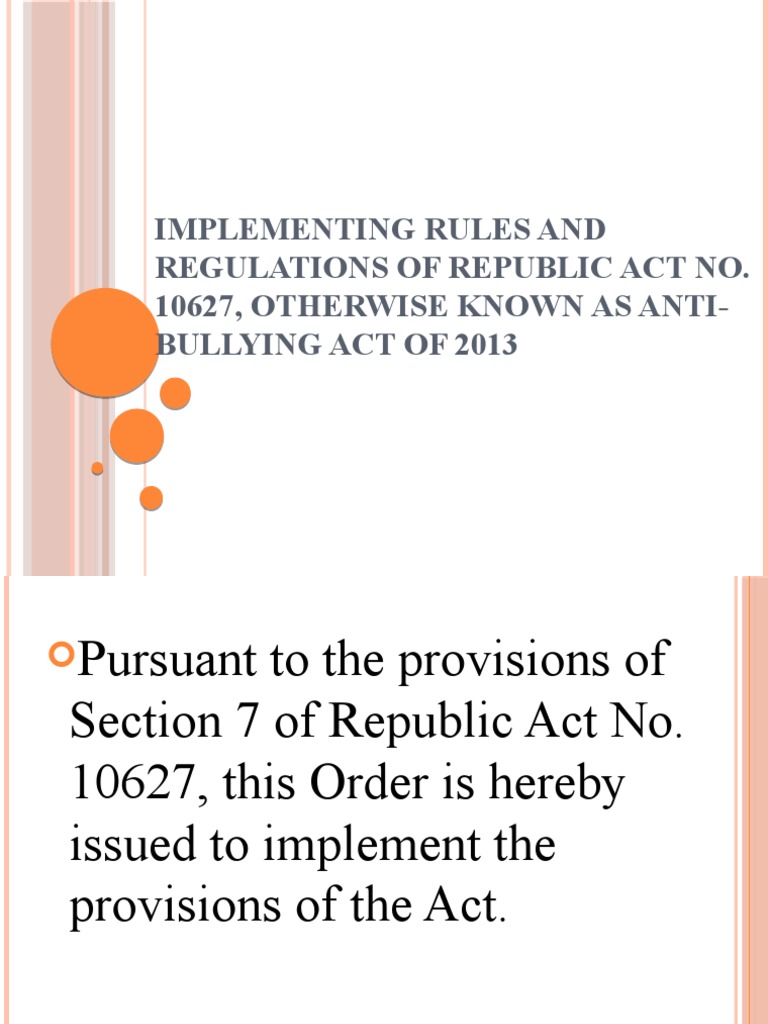 Implementing Rules and Regulations of Republic Act No | PDF | Bullying ...