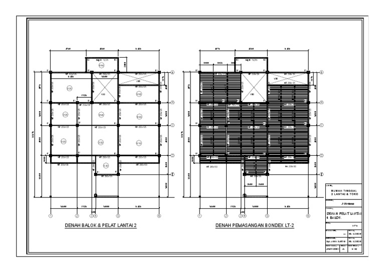 Denah Balok & Pelat Lantai 2 Denah Pemasangan Bondex Lt-2 | PDF