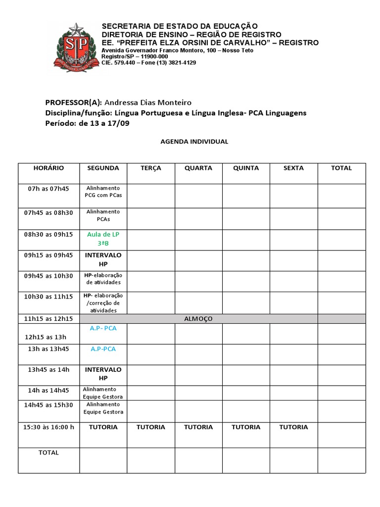 Modelo Agenda | PDF