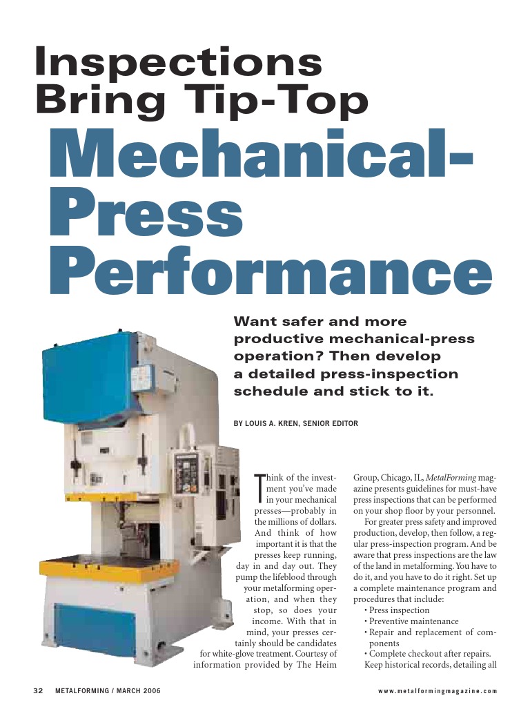 Mechanical-Press Performance: Inspections Bring Tip-Top | PDF | Clutch ...