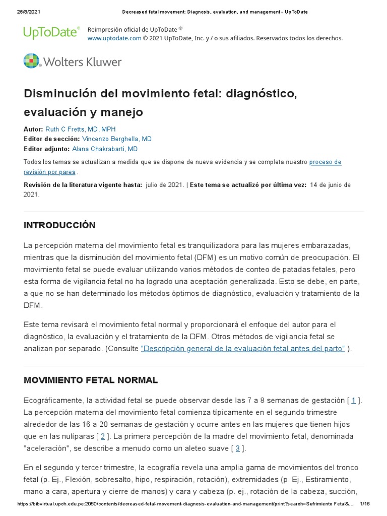 Decreased Fetal Movement - Diagnosis, Evaluation, and Management ...