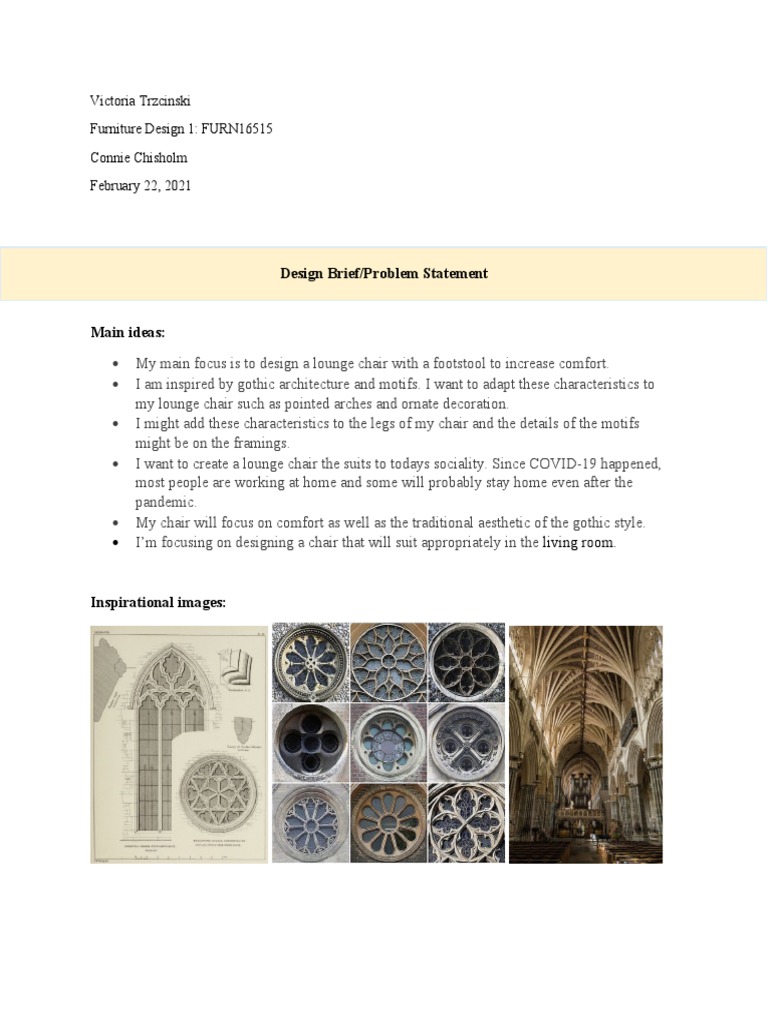 Design Brief/Problem Statement: Victoria Trzcinski Furniture Design 1 ...