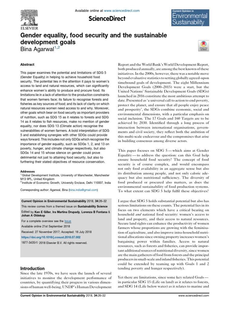 Agarwal - Gender Equality and Food Security | PDF | Food Security ...