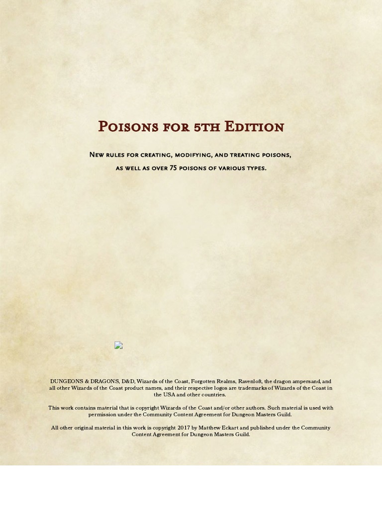 Poisons For 5th Edition | PDF | Poison | Dungeons & Dragons
