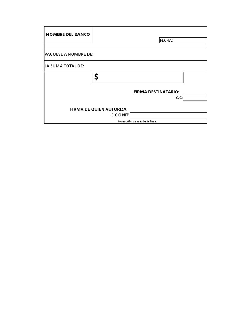 Cheque en Excel | PDF