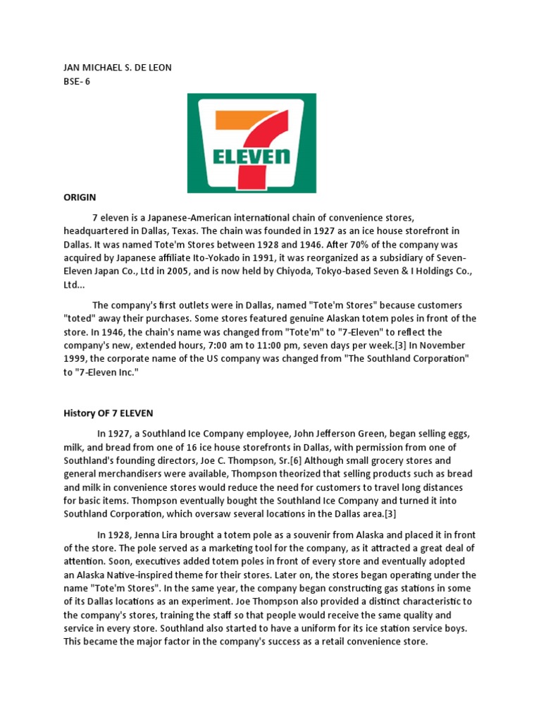 History and Naming of 7-Eleven | PDF | Retailing | Retailers