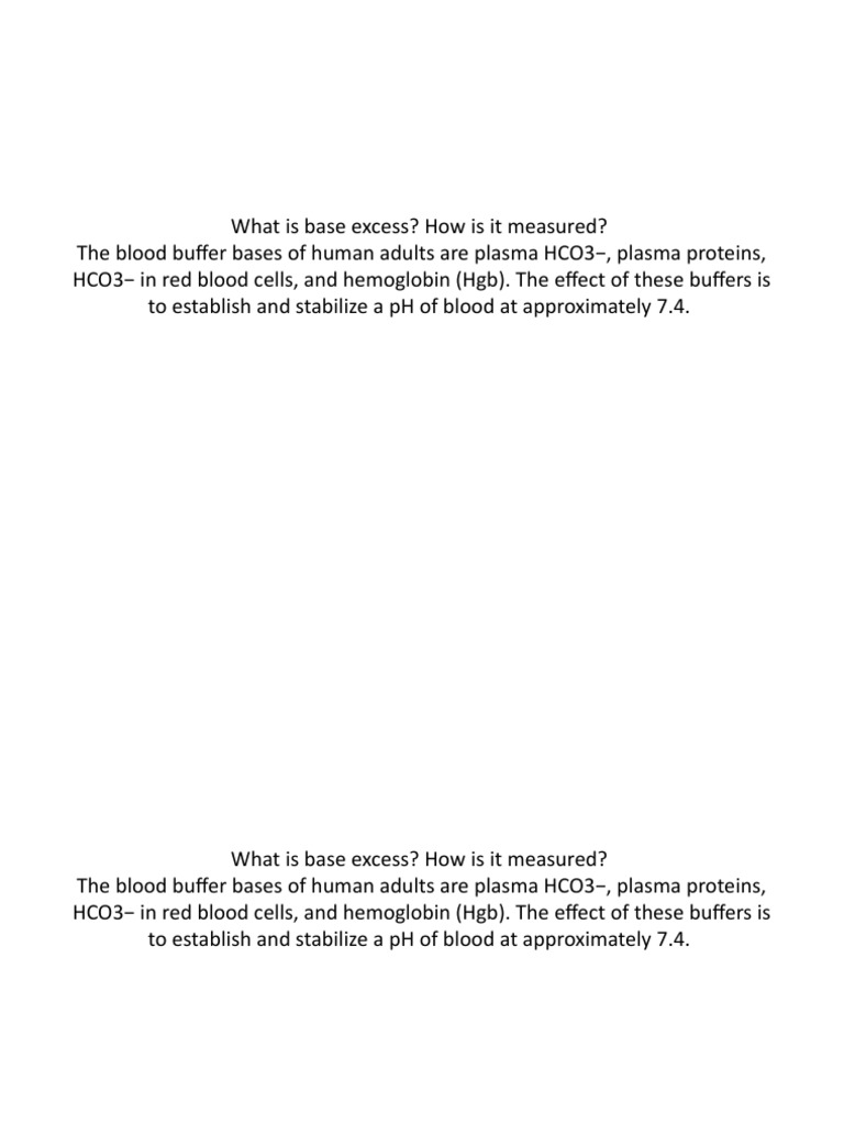 Understanding Base Excess Measurement | PDF | Blood | Red Blood Cell