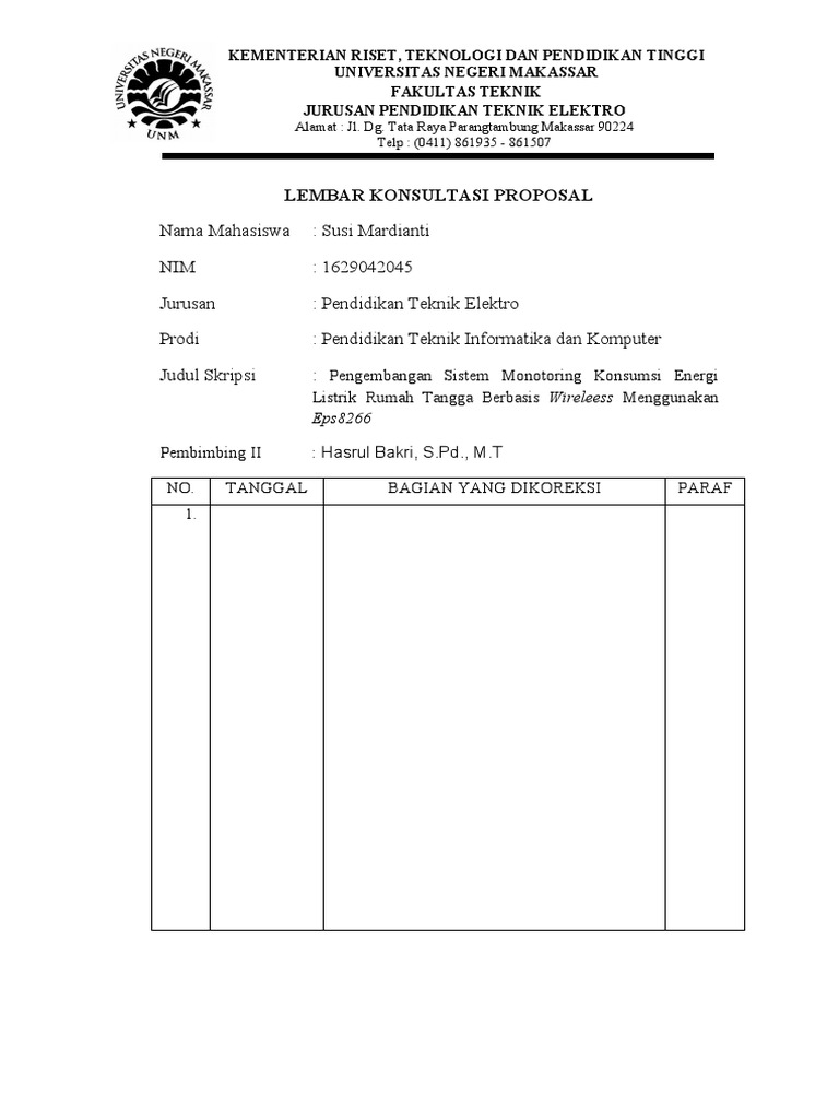 Lembar Konsultasi Proposal | PDF