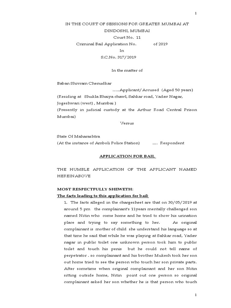 Criminal Bail Application No. of 2019 | Download Free PDF | Bail | Arrest