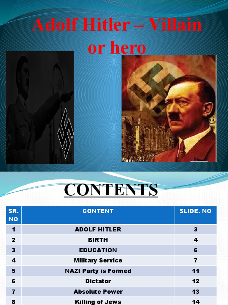 Adolf Hitler - Villain or Hero | PDF | Adolf Hitler | Nazi Germany