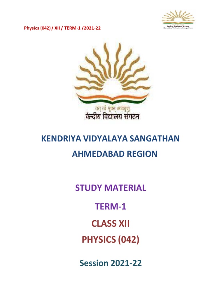 XII Physics Study Material Term 1 2021-22 | PDF | Electric Charge ...