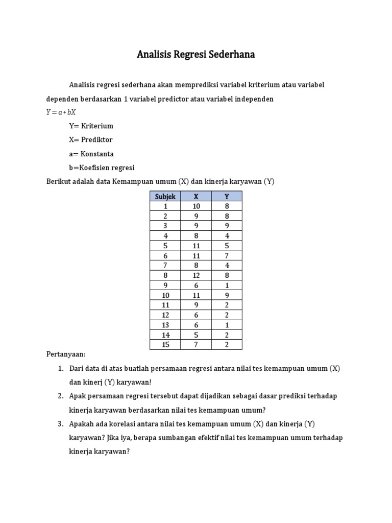 Analisis Regresi Sederhana | PDF