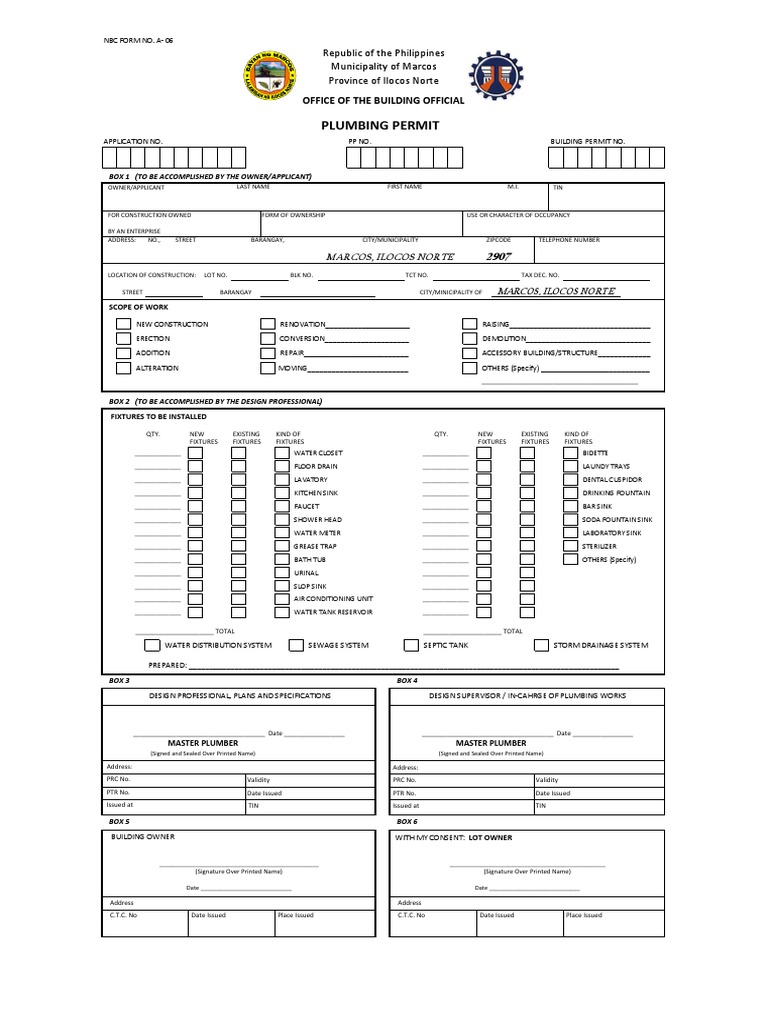 Plumbing Permit: Office of The Building Official | PDF | Plumbing | Sewage