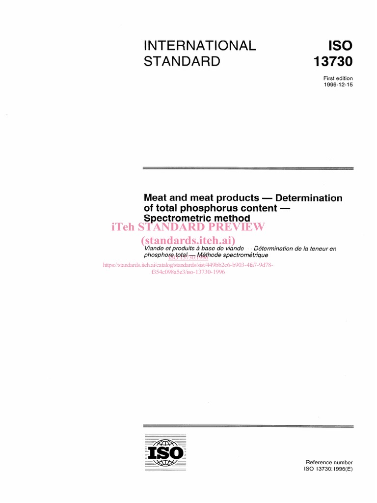 ISO-13730-1996 - Fish Fosforo Total | PDF | International Organization ...