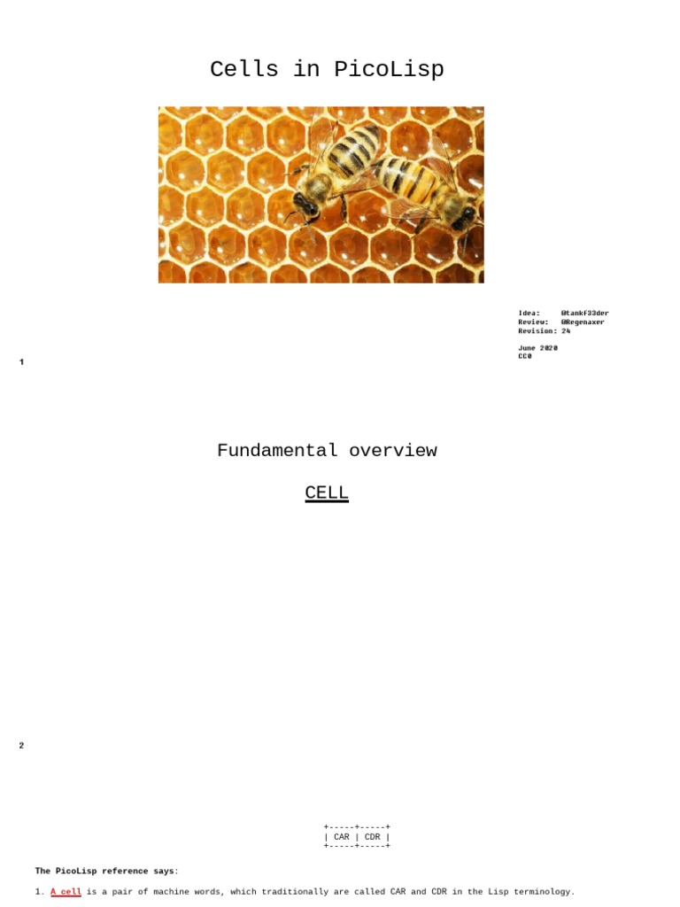 Cells in Picolisp: Idea: @Tankf33Der Review: @regenaxer Revision: 24 June 2020 Cc0 | PDF ...