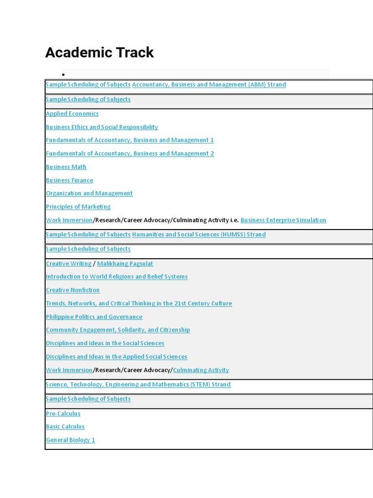 Academic Track Course Offerings Guide | PDF