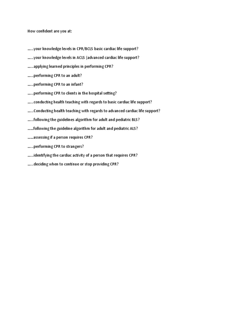 CPR Questionnaire | PDF | Wellness | Science & Mathematics