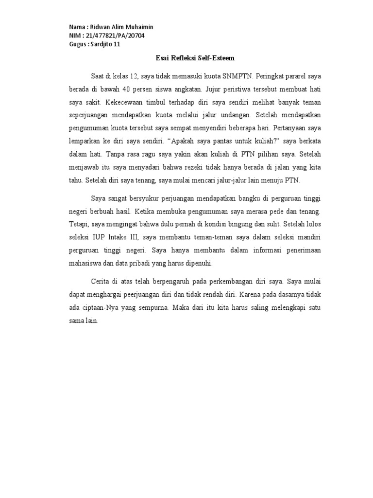 Esai Refleksi Self | PDF