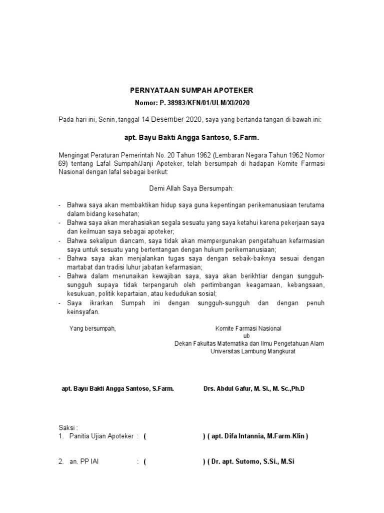 Surat Sumpah Agama Islam | PDF