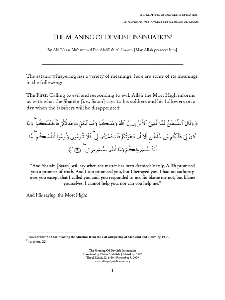 The Meaning of Devilish Insinuation | PDF