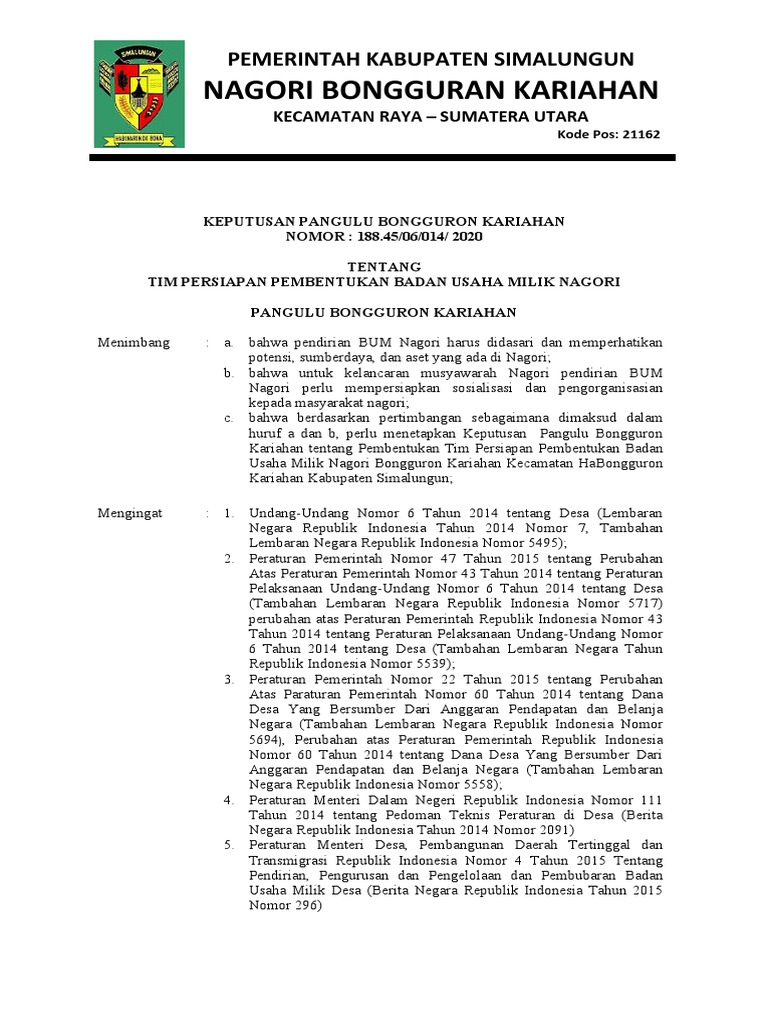 1 - SK Tim Persiapan | PDF