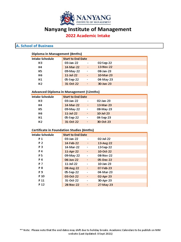 Academic Intake 2022 Website 20210908 | PDF | Educational Stages