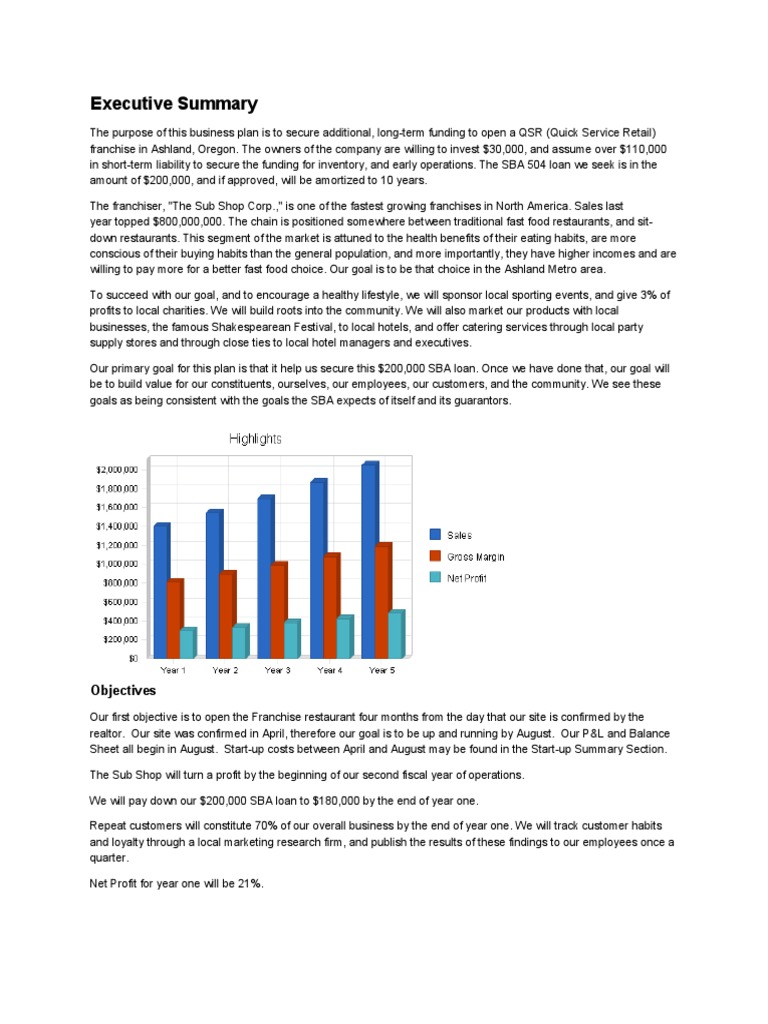 Executive Summary: Objectives | PDF | Fast Food Restaurants ...