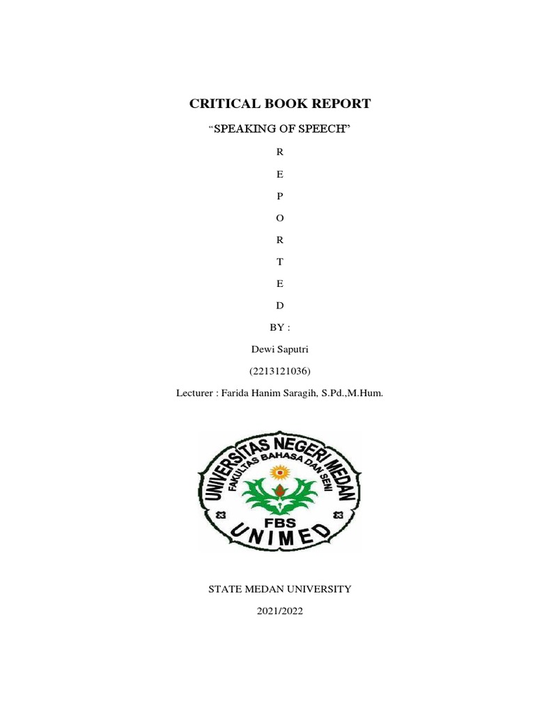 Critical Book Report: Speaking of Speech" | PDF | Books | Page Layout